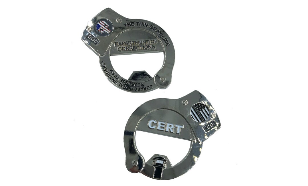 Thin Gray Line Handcuffs Challenge Coin and Bottle Opener Gift for CO ...