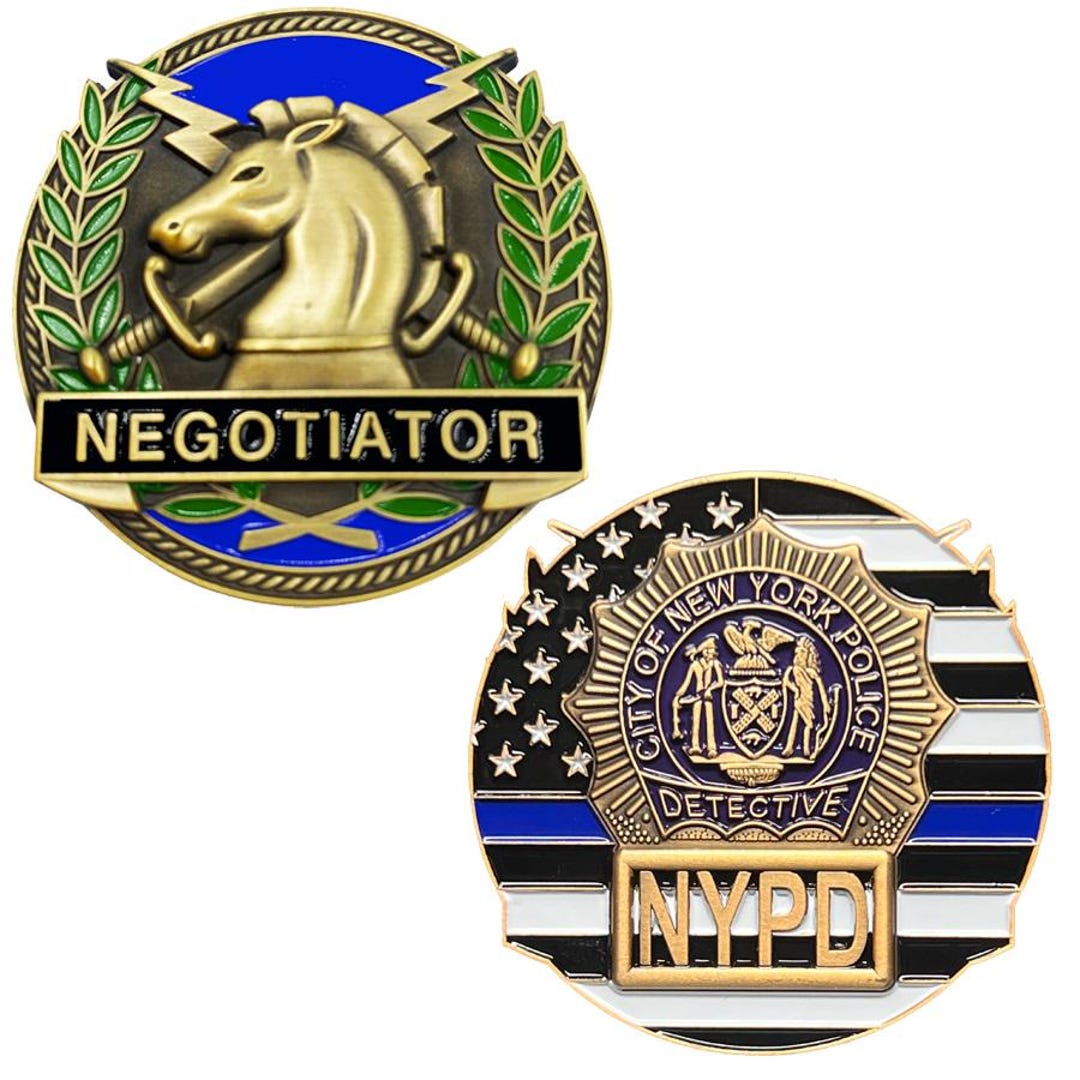 NYPD Detective New York City Police Negotiator Challenge Coin THIN BLUE ...