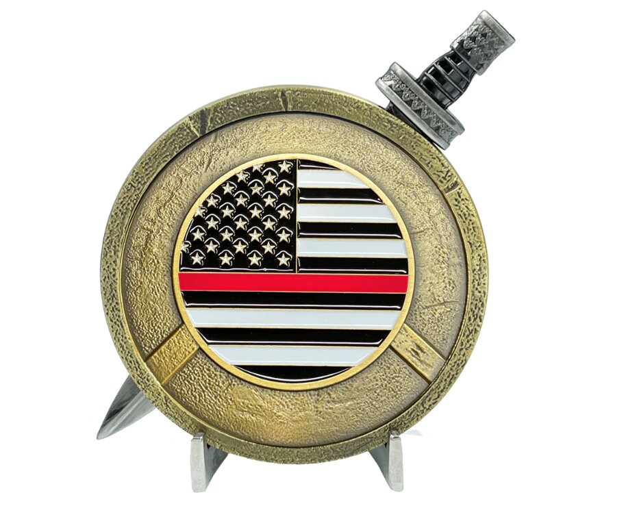 Firefighter Gladiator Shield With Removable Sword Challenge Coin Thin ...