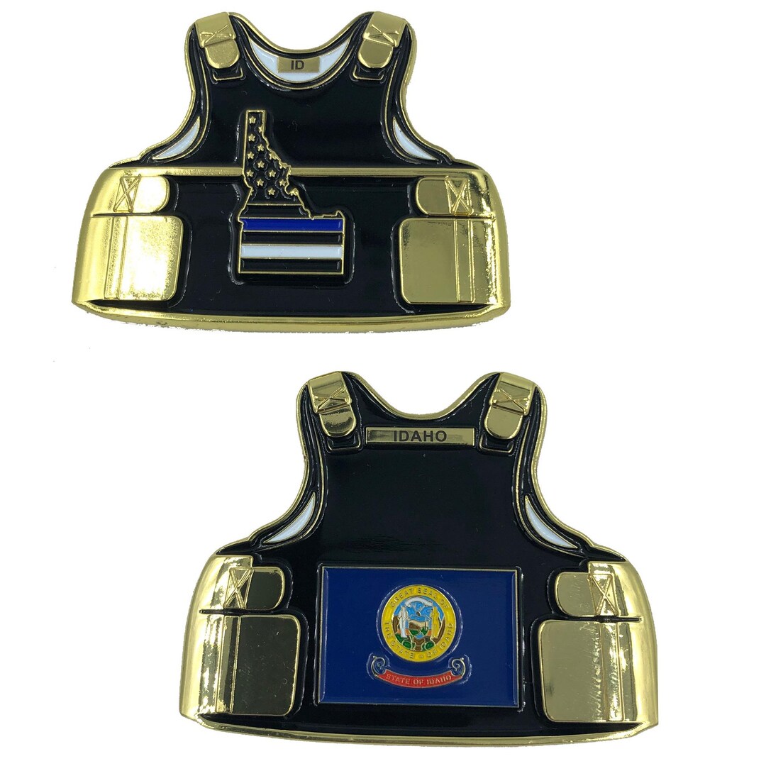Idaho LEO Thin Blue Line Police Body Armor State Flag Challenge Coins ...
