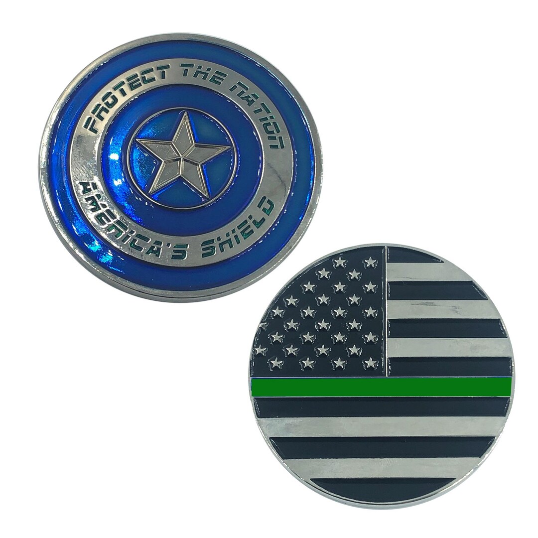Thin Green Line Captain America Shield Police CBP Federal Agent Border ...