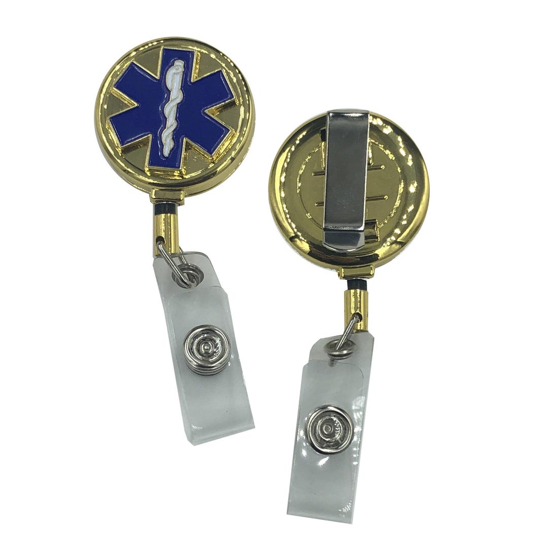 EMT Ems Paramedic Ambulance RETRACTABLE Metal ID Reel Medic Star of ...