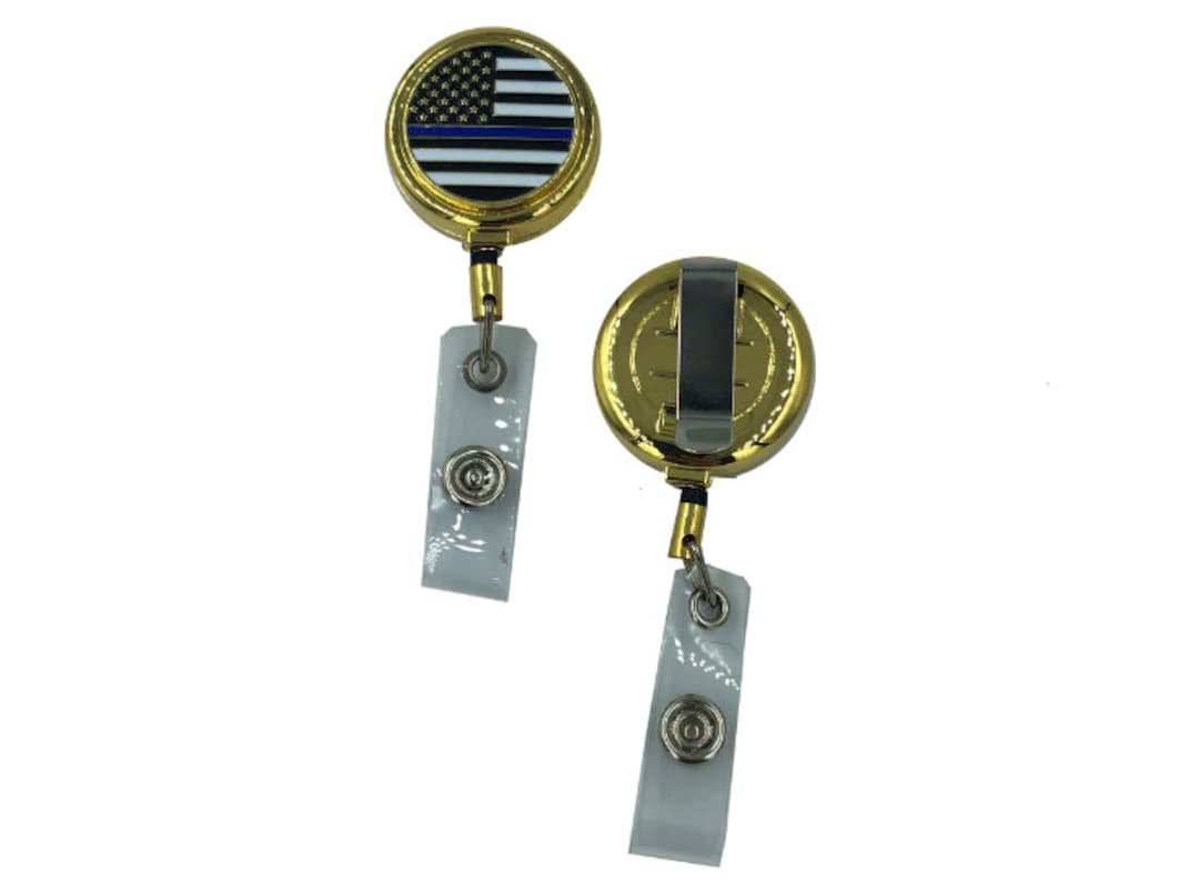 Thin Blue Line Metal ID Reel Retractable ID Card Holder - Etsy