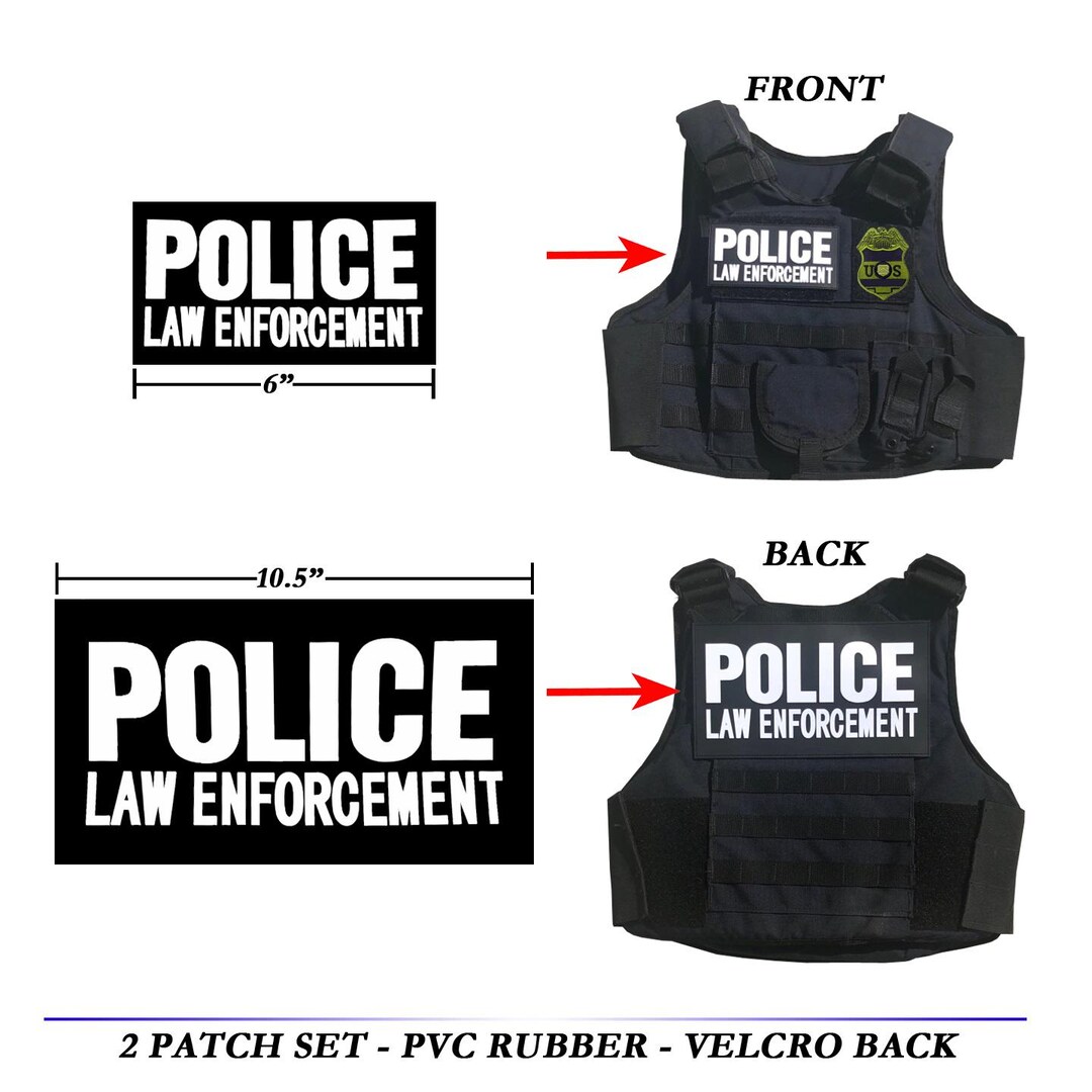 Tactical Patch Set for Body Armor PVC Rubber LAW ENFORCEMENT Patches ...
