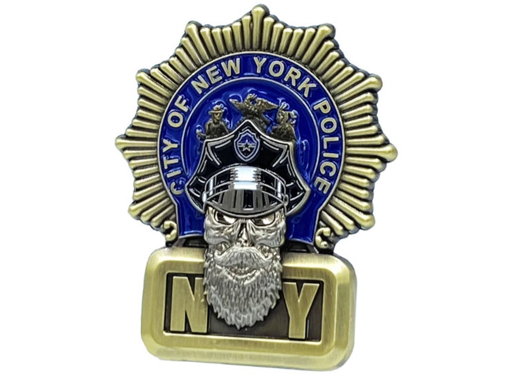NYPD Detective Beard Gang Skull Challenge Coin Thin Blue Line Back the ...