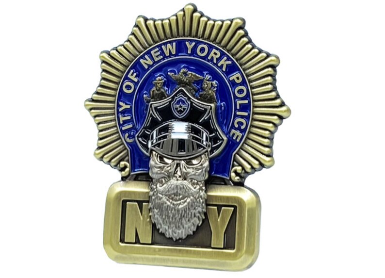 NYPD Detective Beard Gang Skull Challenge Coin Thin Blue Line Back the ...