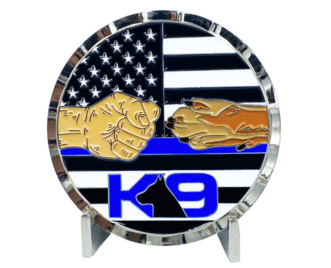 K9 Thin Blue Line Challenge Coin Fist Paw Bump Gift for - Etsy