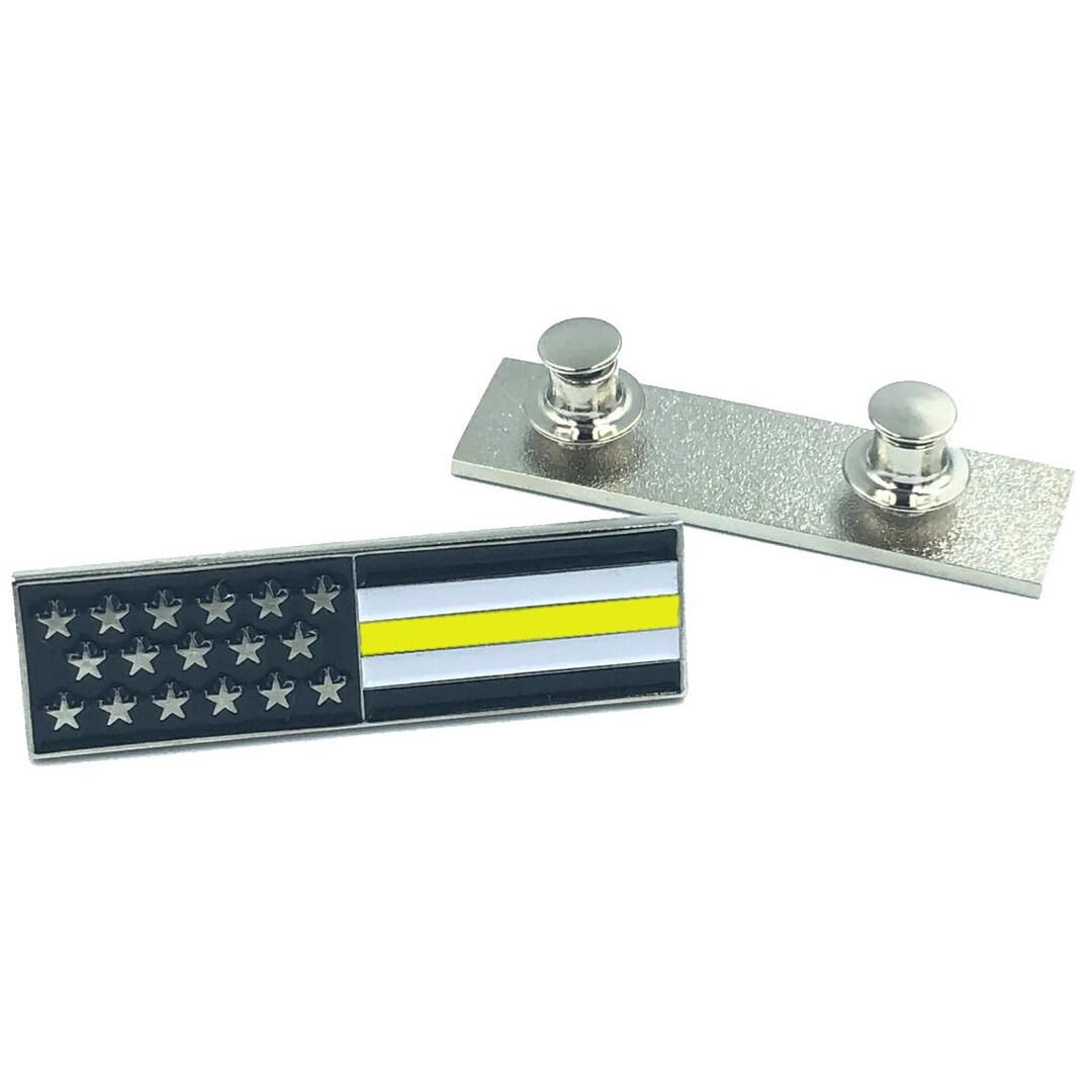 Thin Gold Line U.S. Flag Commendation Bar Pin Yellow 911 Emergency ...