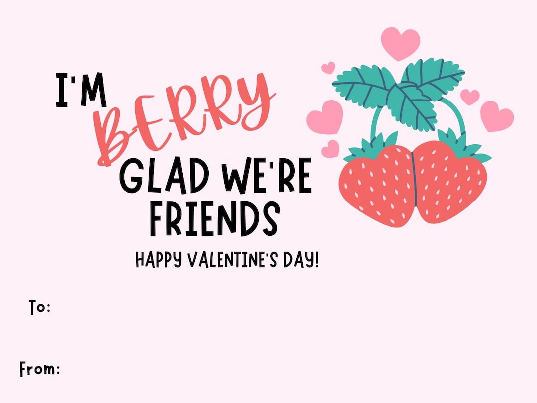 I'm BERRY Glad We're Friends (no Bible Verse) - Valentine's Day Card - Etsy