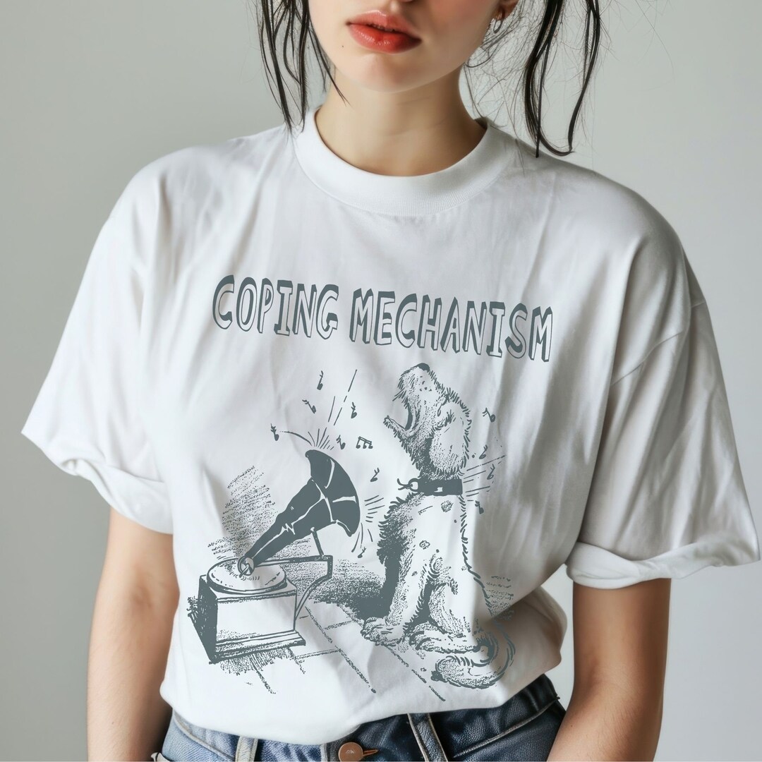 Coping Mechanism Oversized Boxy Tee, Vintage Look Graphic Tshirt Men ...