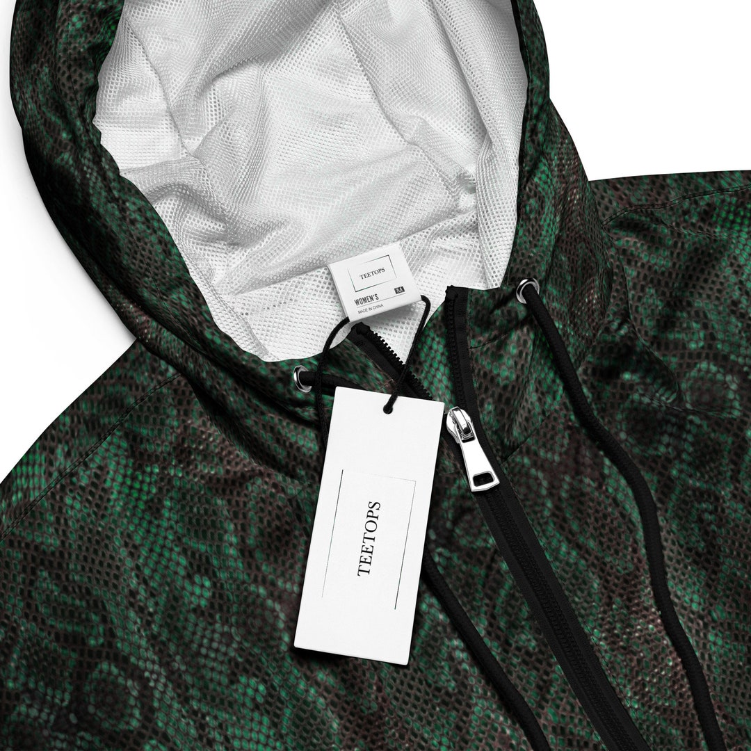 Reputation Green Snake Skin Crop Top Hooded Windbreaker - Etsy