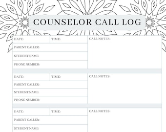 School Counselor Visit Log With Coloring Border Instant PDF Download - Etsy