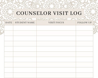 School Counselor Call Log With Coloring Border Instant - Etsy