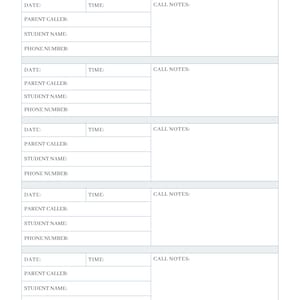 School Counselor Call Log With Coloring Border Instant Download - Etsy