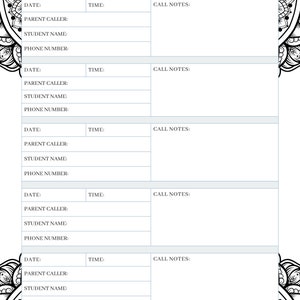 School Counselor Call Log With Coloring Border Instant Download - Etsy
