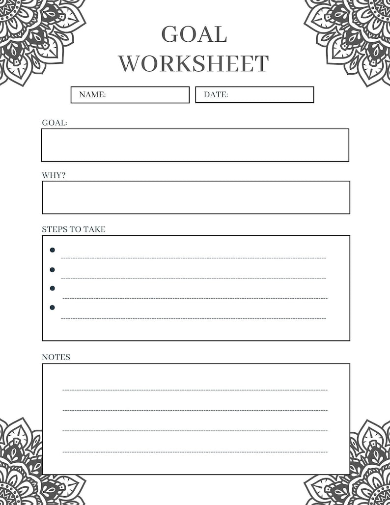 Student Goal Setting Worksheets Printable Instant Download - Etsy