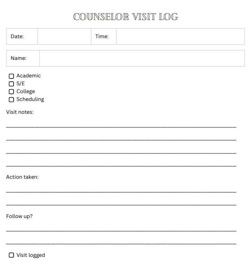 Counseling Visit Notes Instant Download - Etsy