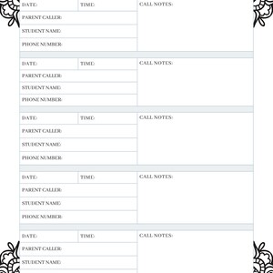 School Counselor Call Log With Coloring Border Instant Download - Etsy