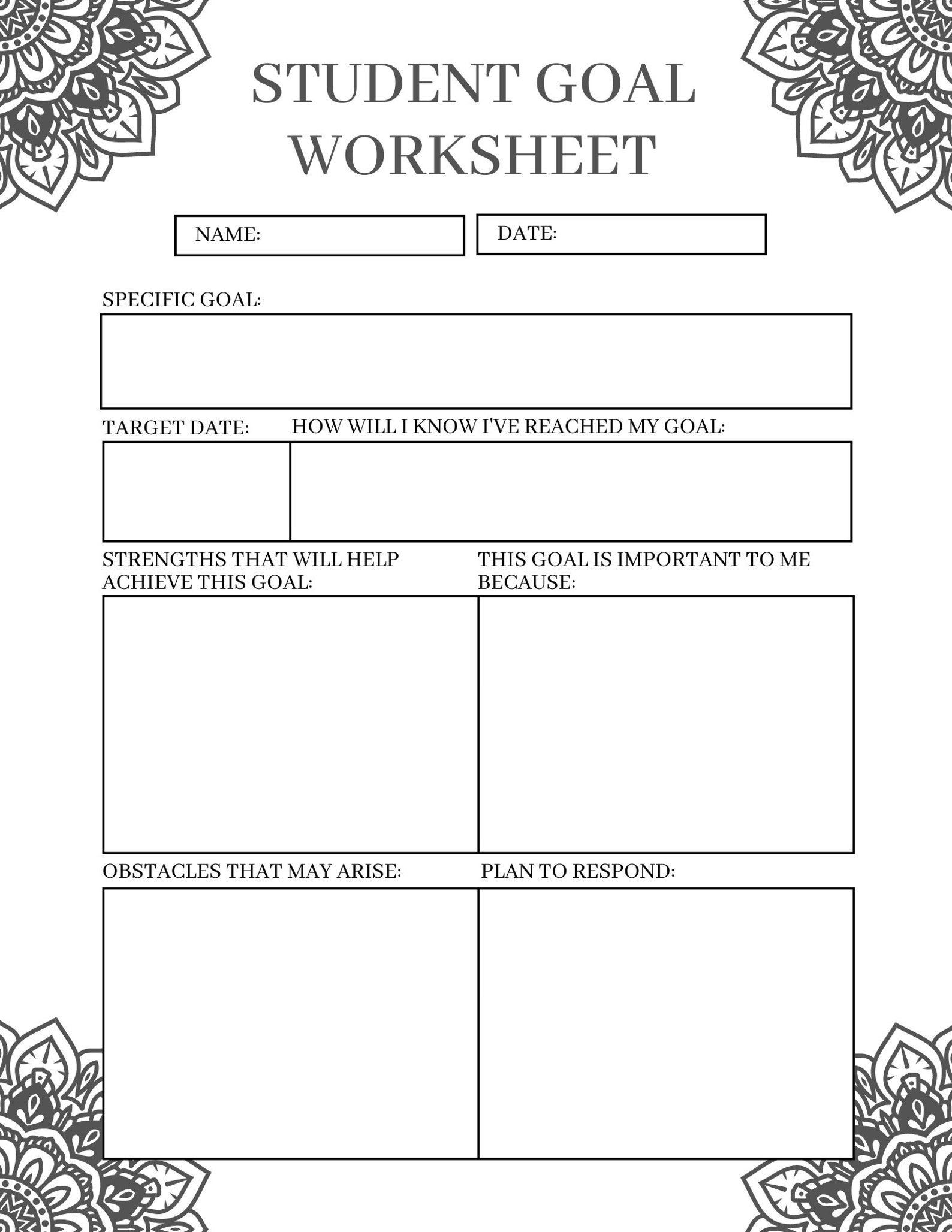 Student Goal Setting Worksheets Printable Instant Download - Etsy