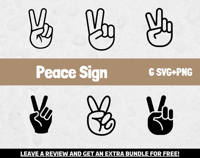 Hand Peace Sign SVG Cut File, Svg Files for Cricut, Peace SVG, Hand Svg ...