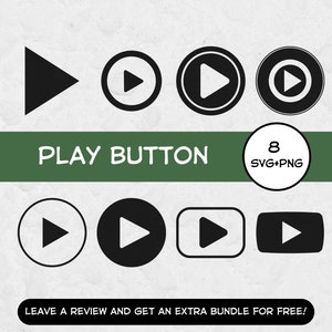 Play Button SVG, Svg Files for Cricut, Play Clipart, Play Icon, Button ...