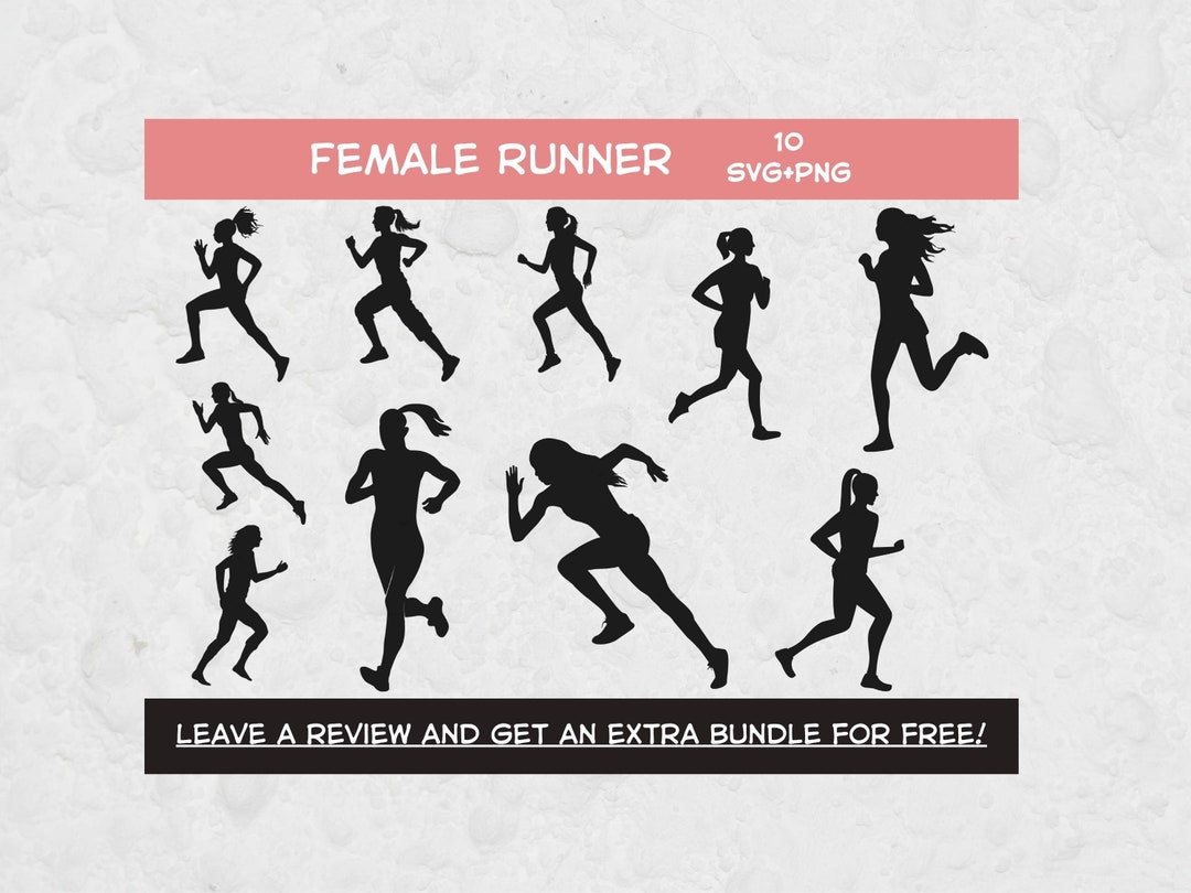 Female Runner Silhouette Svg Bundle, SVG Files for Cricut, Running ...