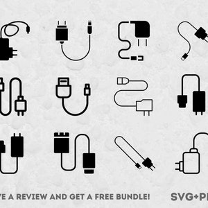 Charger Icon SVG, SVG Files for Cricut, Phone Charger SVG, Cellphone ...