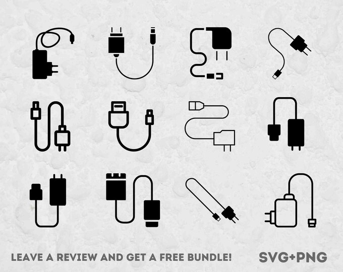 Charger Icon SVG, SVG Files for Cricut, Phone Charger SVG, Cellphone ...