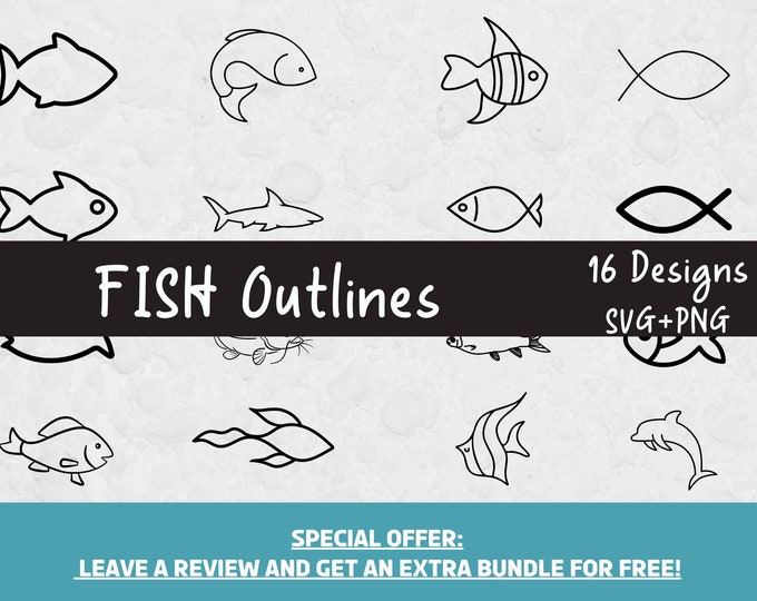 Fish Outline Svg, SVG Files for Cricut, Fish Cut Files, Ocean Svg, Fish ...