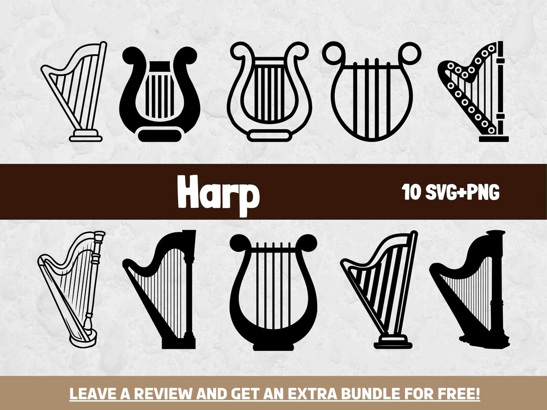 Harp Svg, SVG Files for Cricut, Harp Clipart, Music Svg, Strings ...