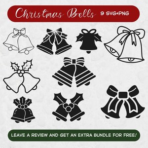 Christmas Bells Svg, SVG Files for Cricut, Christmas SVG, Christmas Bell Silhouette, Christmas ...