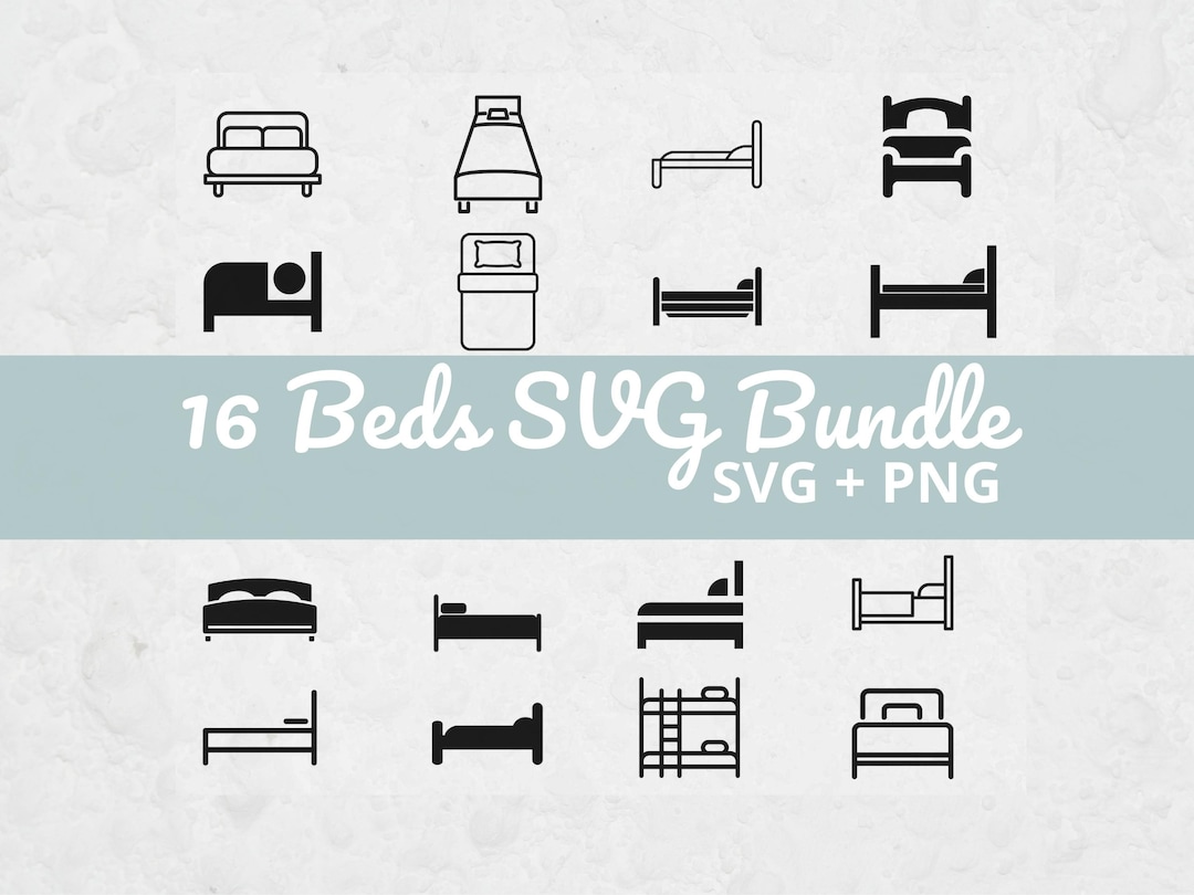 Bed SVG Bundle, Bed Clipart PNG, Bedroom Furniture SVG, Bed Cut File ...