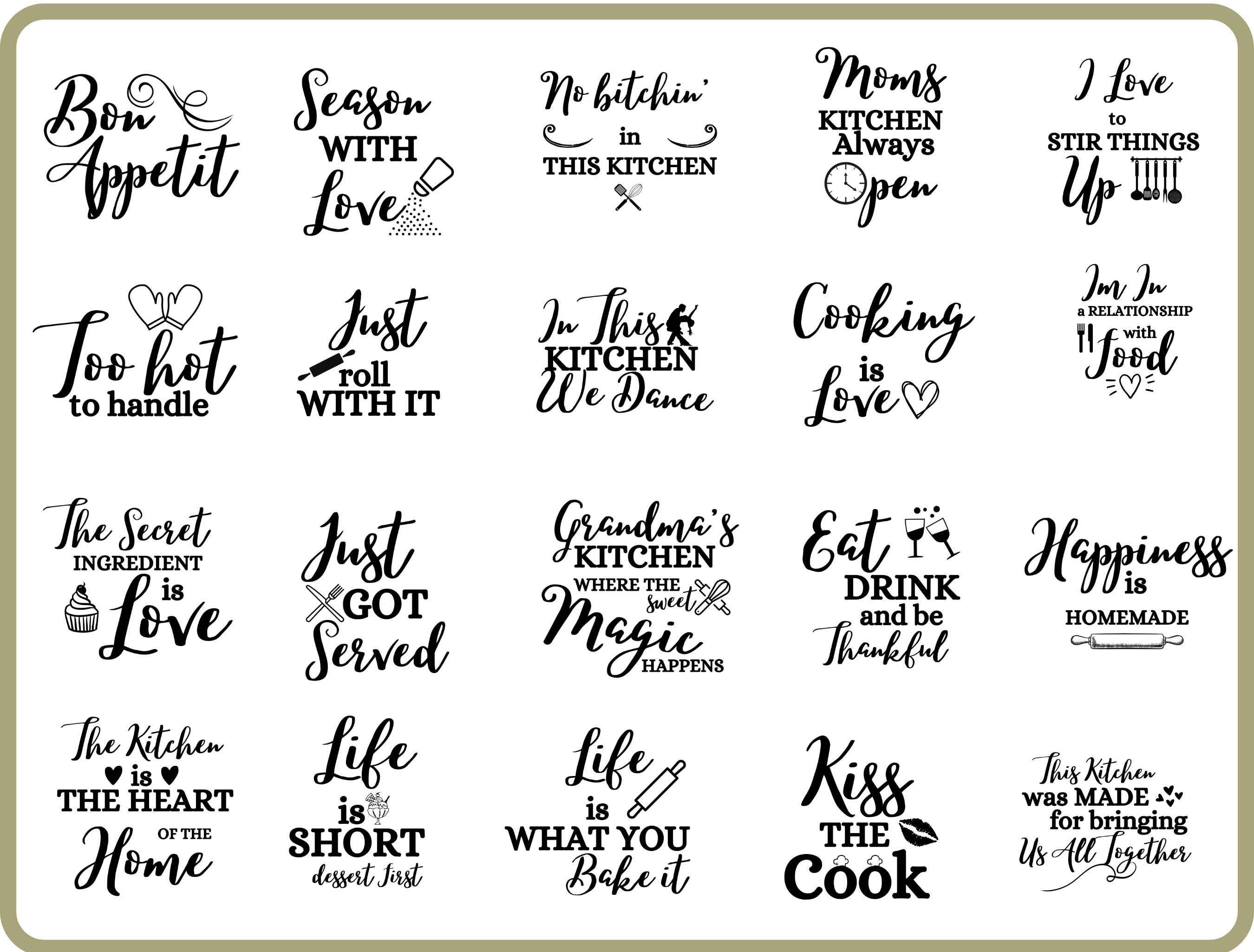 Kitchen SVG Bundle, Svg Files for Cricut, Cutting Board Quotes, Kitchen ...