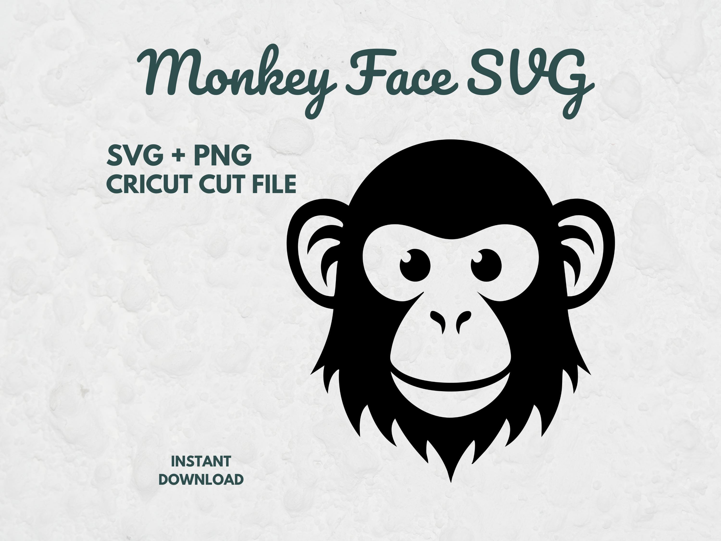 Monkey SVG, Monkey Face SVG for Cricut, Cute Monkey Cut File PNG ...