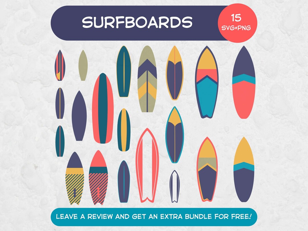 Colored Surfboard Svg, SVG Files for Cricut, Surfing Clipart, Surfboard ...