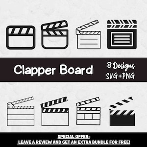 Clapperboard SVG, SVG Files for Cricut, Movie Clipart, Cinema Clipart ...