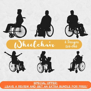 Wheelchair Svg Bundle, SVG Files for Cricut, Wheelchair Silhouette ...