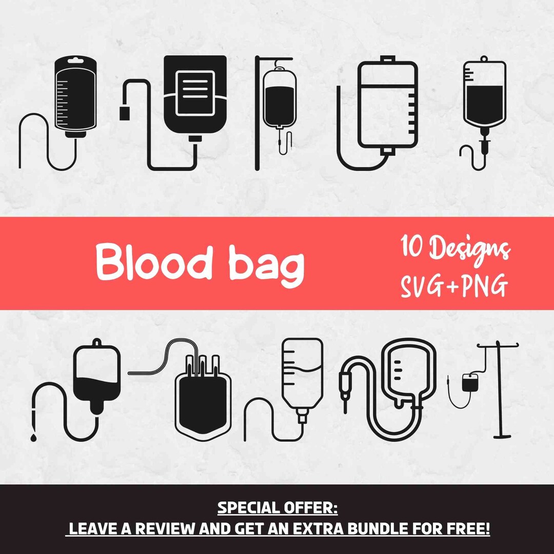 Blood Bag SVG Clipart Bundle, Svg Files for Cricut, Blood Svg, Hospital ...