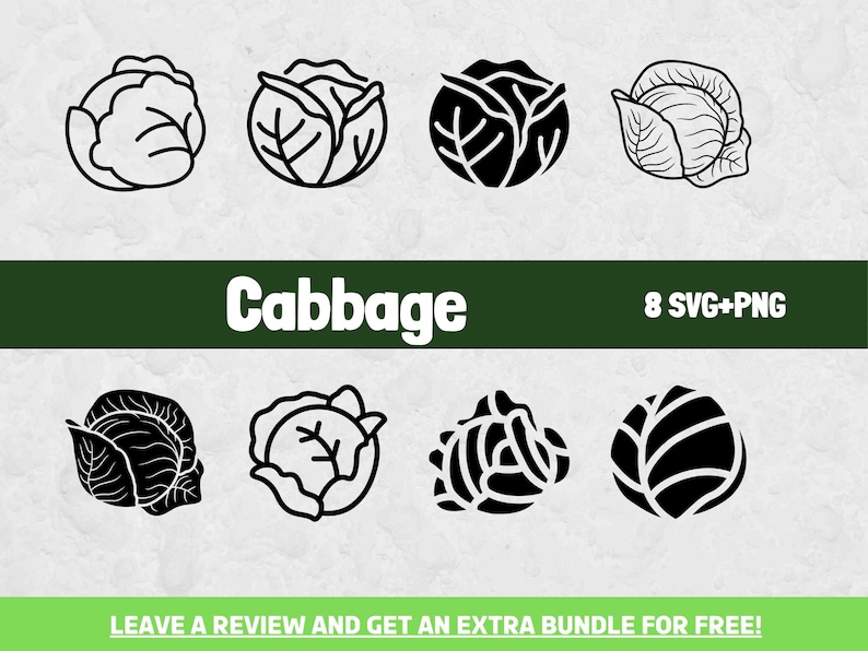 Cabbage SVG Bundle, SVG Files for Cricut, Garden Clipart, Vegetable Svg ...