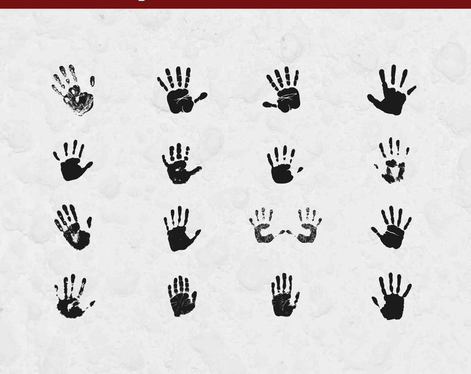 Handprint Dripping Paint Vector Clipart Set / Outline & Stamp Drawing ...