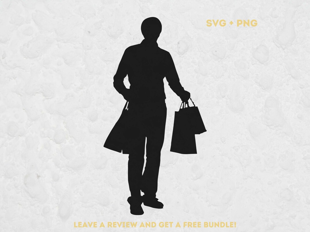 Shopping Man Silhouette Svg, SVG Files for Cricut, Shopper SVG ...