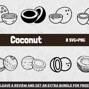 Coconut SVG, SVG Files for Cricut, Tropical Clipart, Coconut Png ...