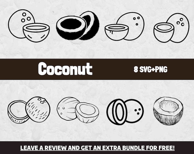 Coconut SVG, SVG Files for Cricut, Tropical Clipart, Coconut Png ...
