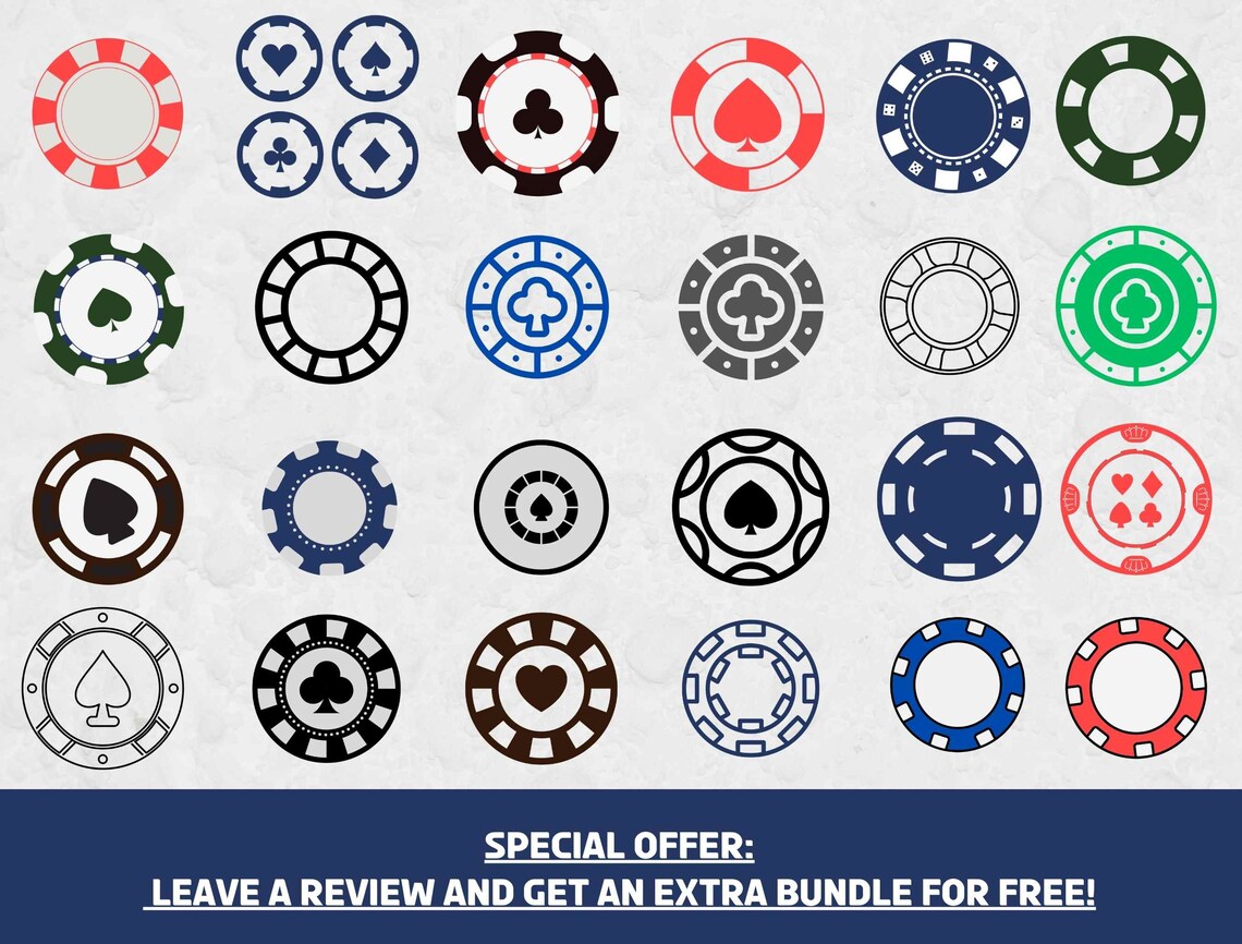 Poker Chip SVG Png Clipart Image Bundle, Gambling Clipart, SVG Files ...