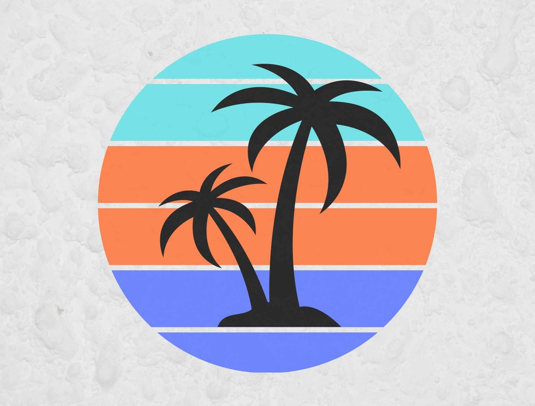Retro Sunset Svg, SVG Files for Cricut, Island Svg, Summer Design SVG ...