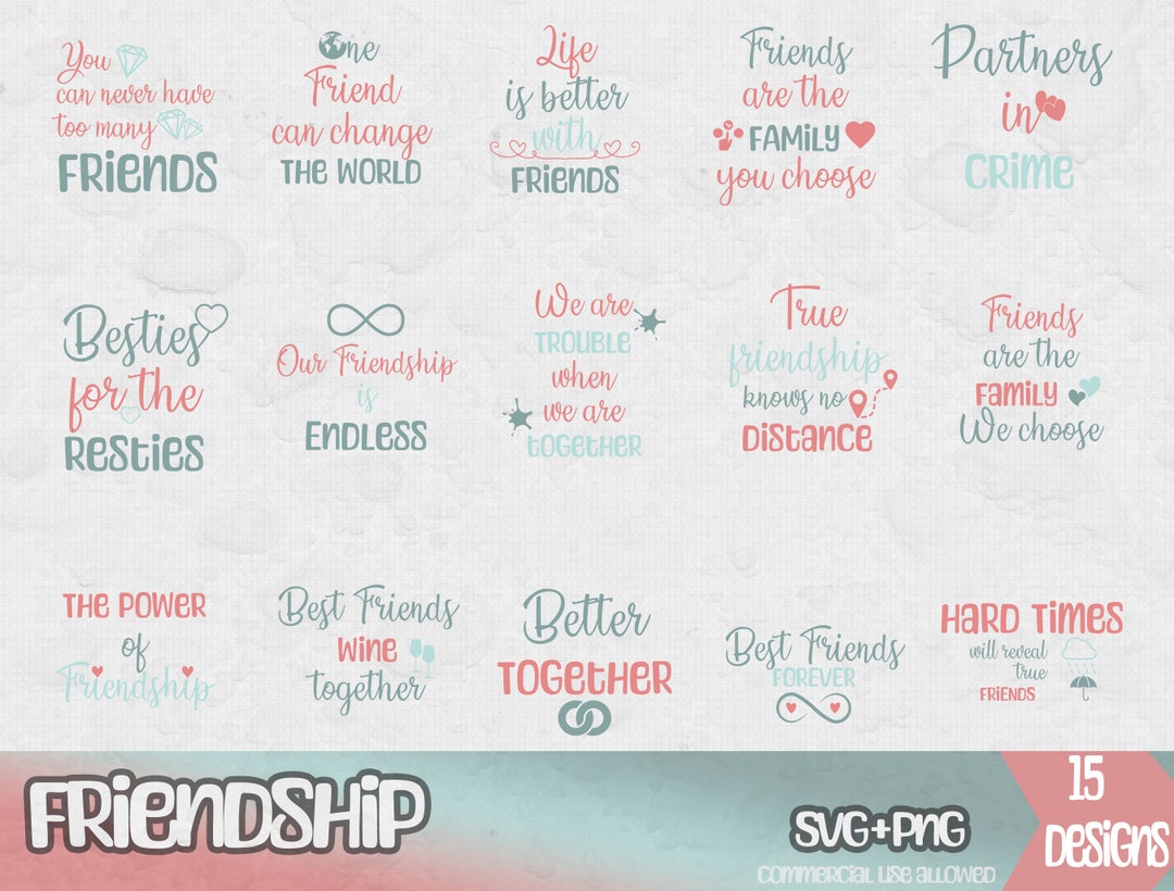 Friendship SVG Bundle Svg Files for Cricut Friendship - Etsy Canada