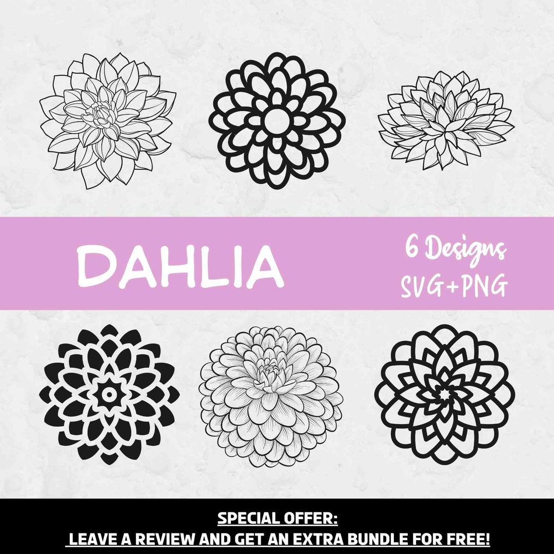 Dahlia SVG, SVG Files for Cricut, Flower Clipart, Flowers SVG, Dahlia ...