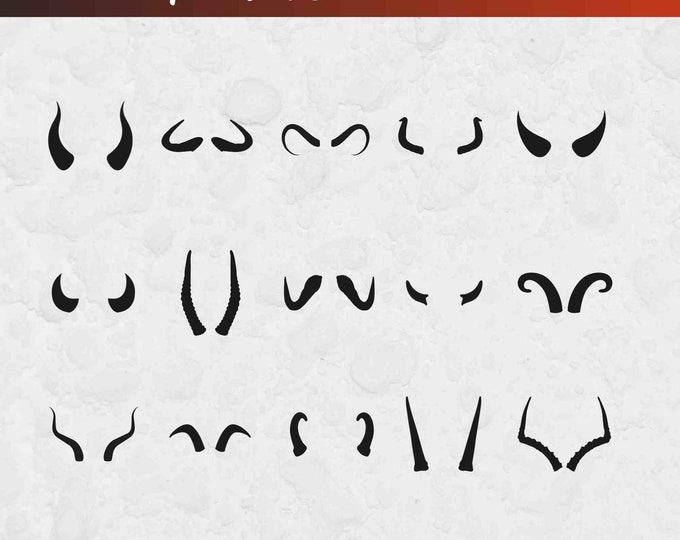 Horn Svg Bundle, Svg Files for Cricut, Horns SVG, Devil Horn Shapes ...
