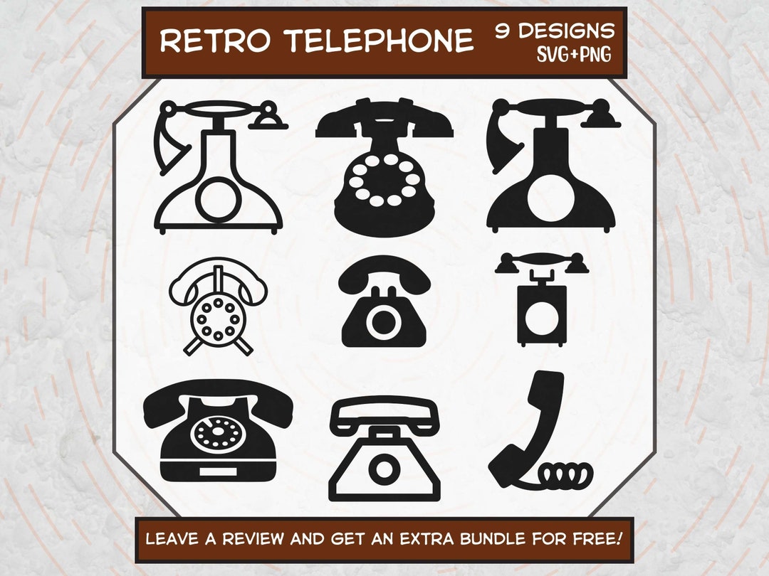 Retro Phone Icon SVG Bundle, SVG Files for Cricut, Telephone Clipart ...