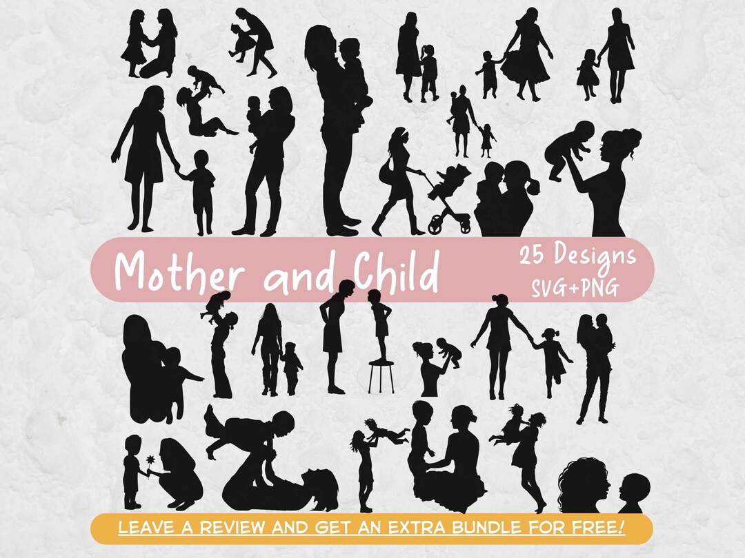 Mother and Child Svg Bundle, SVG Files for Cricut, People Silhouettes ...